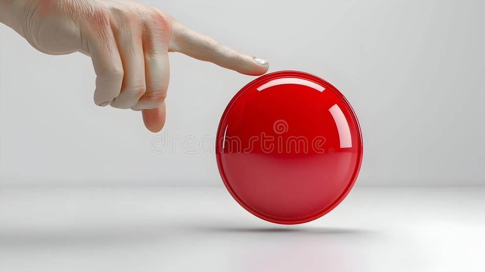 3D Render Red Button Hand Pointer Illustration Stock Illustration ...