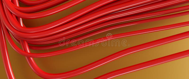 Red Cables on Gold Background. Information Technology Concept Stock ...
