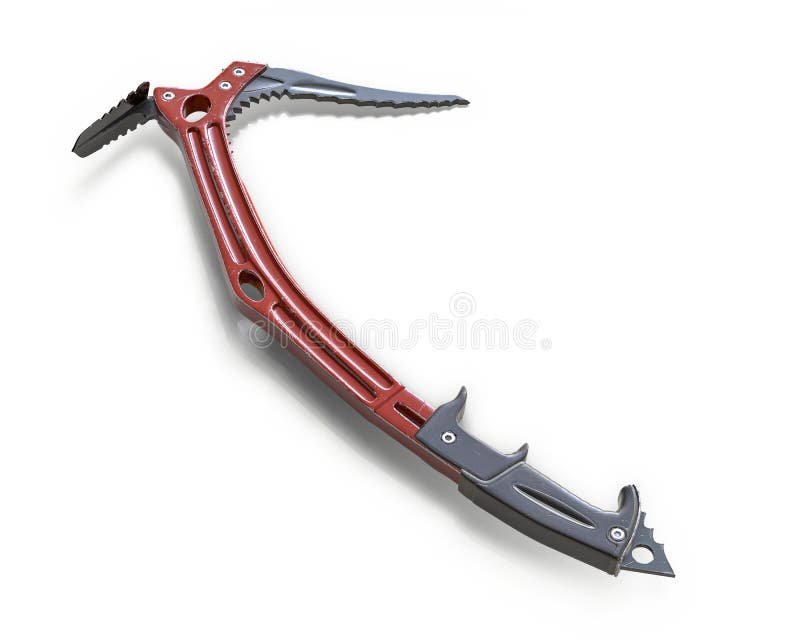 3D Render of Climbing Equipment - Red Colored Ice Axe, Isolated on ...