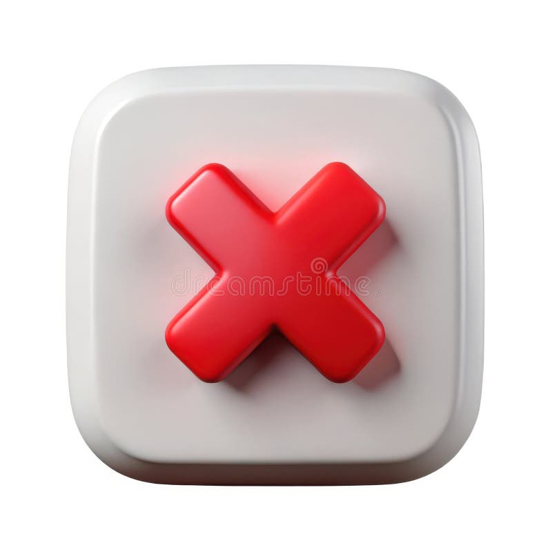 3d Render of a Red Cross on a White Square Button Stock Photo - Image ...