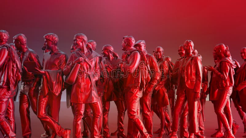 Red Crowd of People. Group of People Standing Together Stock ...