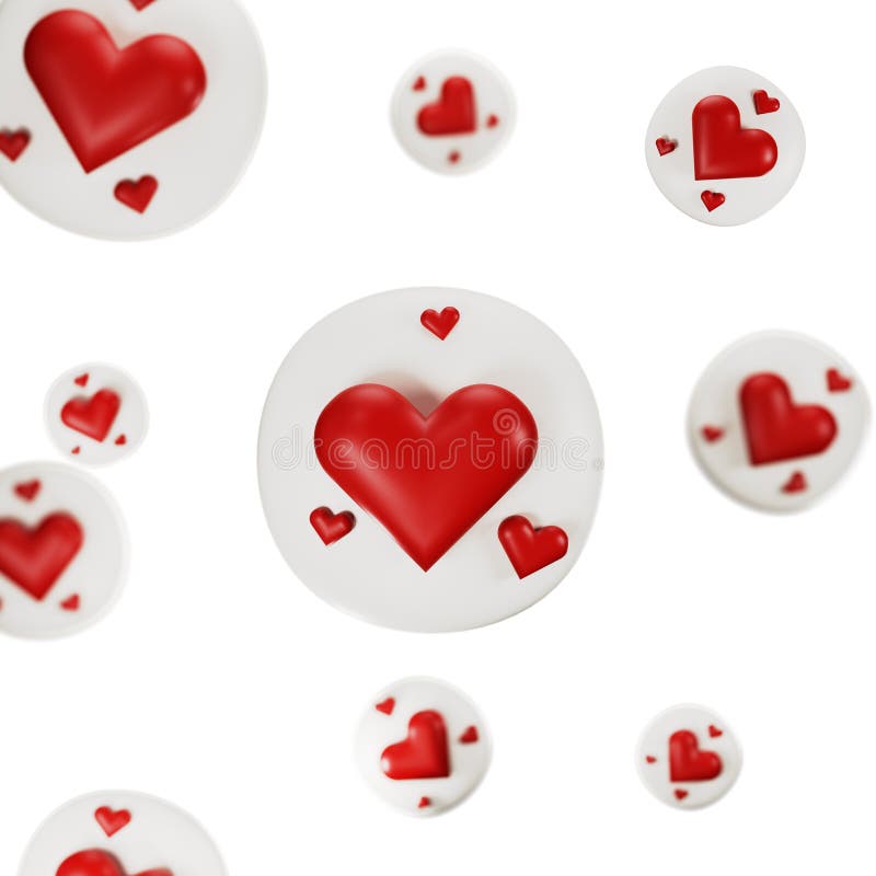 3d Render of Red Heart of Shape and White Conversation Badge Bubble ...
