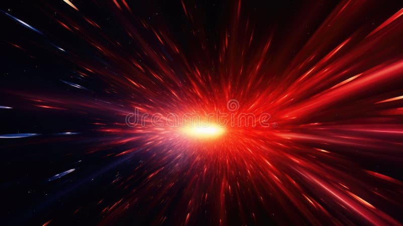Abstract Background with Red Rays and Stars. Fractal Art. 3D Rendering ...