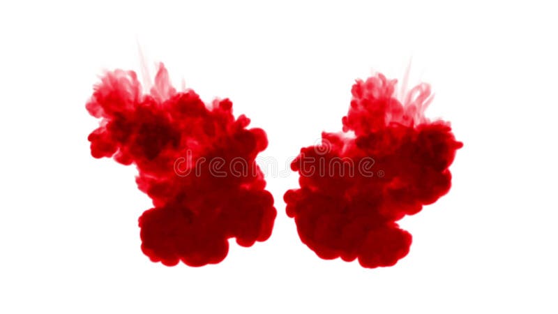 3d Render of Red Ink Injection Dissolves and Spread in Water on White ...
