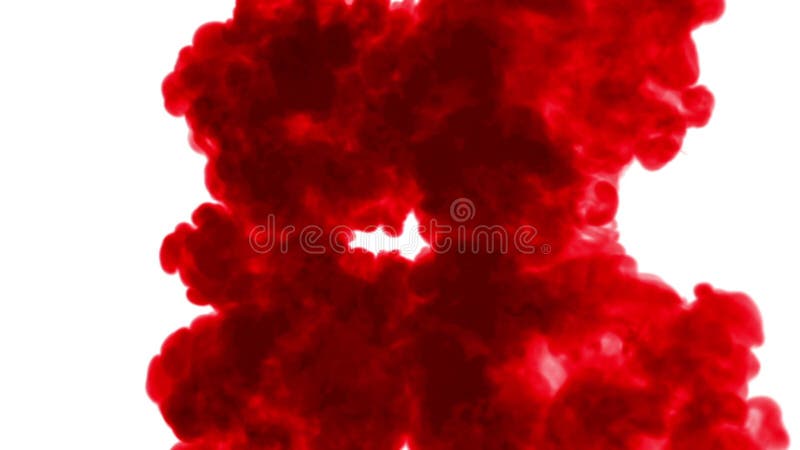 3d Render of Red Ink Injection Dissolves and Spread in Water on White ...