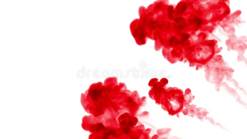 3d Render of Red Ink Injection Dissolves and Spread in Water on White ...