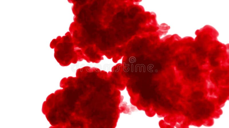 3d Render of Red Ink Injection Dissolves and Spread in Water on White ...