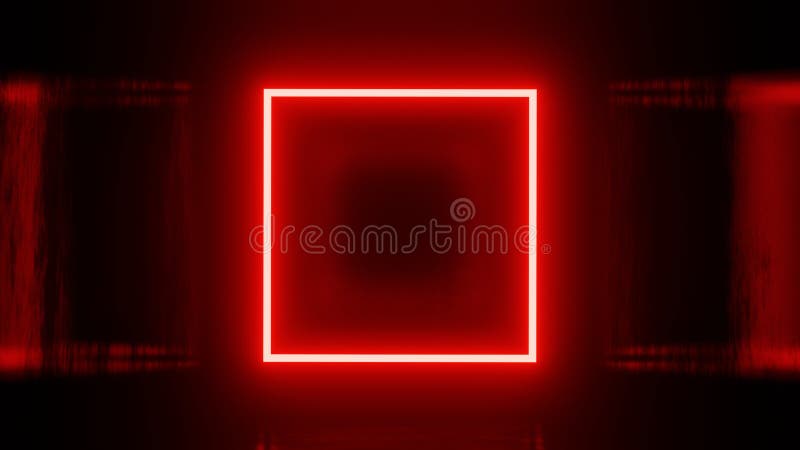 3D Render. Red Neon Square Abstract Futuristic Hi-tech Background Stock ...