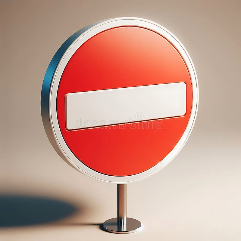 3D Render of a Red No Entry Sign Stock Illustration - Illustration of ...