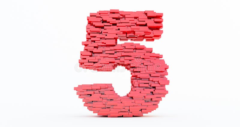 Red Number Five Isolated on White Background Stock Illustration ...