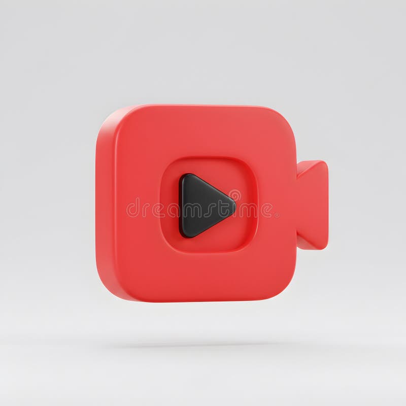 3D Render of a Red Play Button Icon Representing Video Content and ...