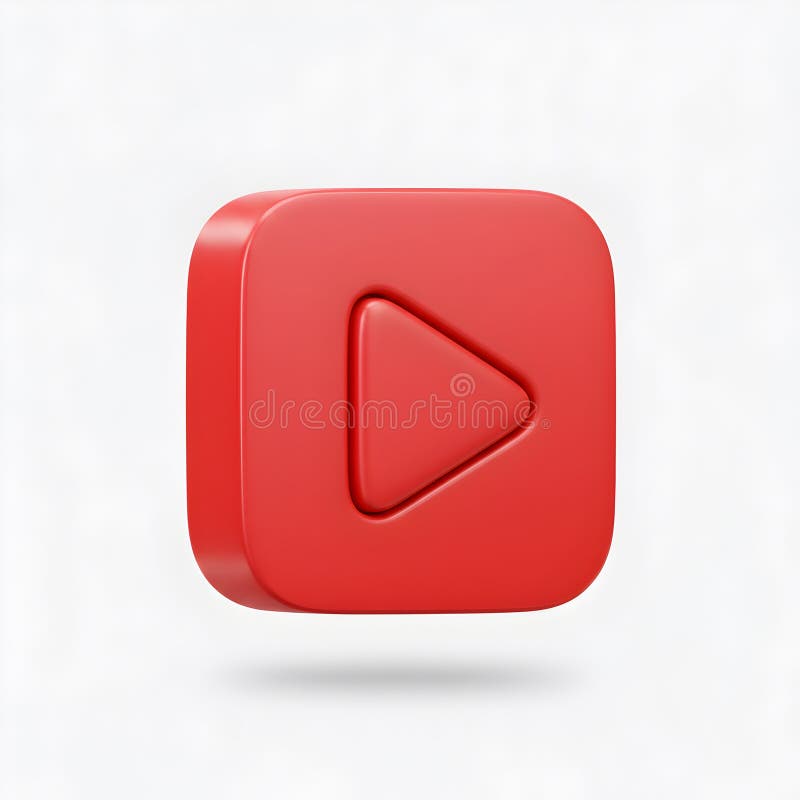 3D Render of a Red Play Button Icon on White Background: a Striking ...