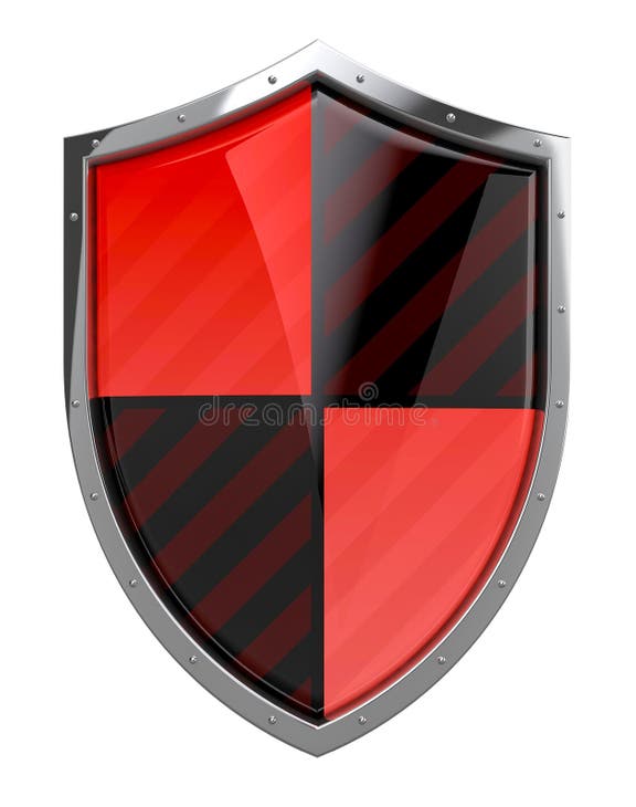 3D Render of Red Protection Shield on Transparent Background Stock ...