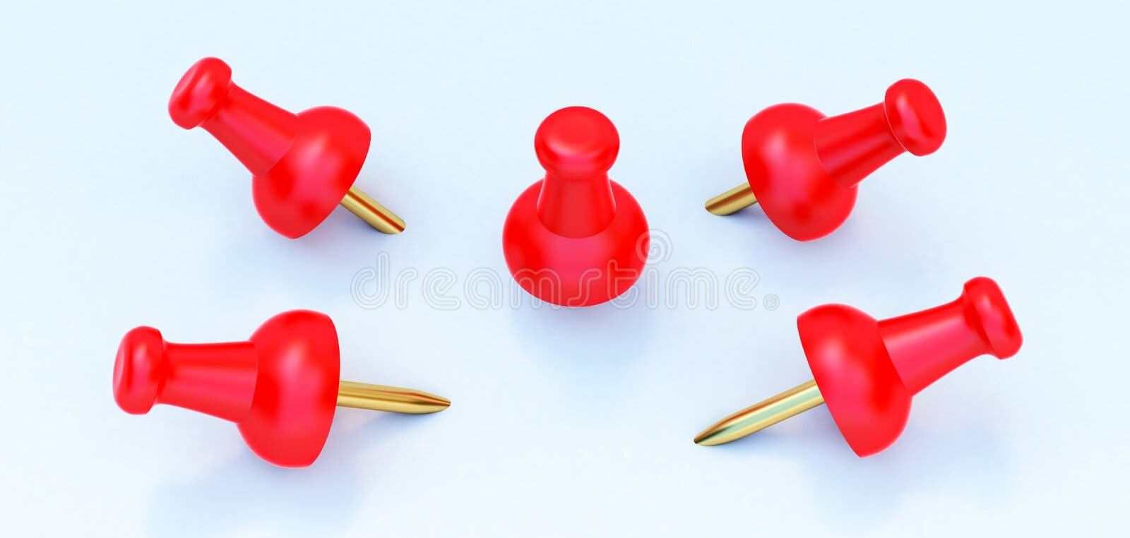 Red Pushpin Realistic 3d Push Pins Pinned in Different Angles Isolated ...