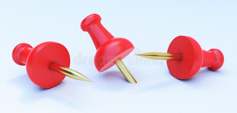 Red Pushpin Realistic 3d Push Pins Pinned in Different Angles Isolated ...