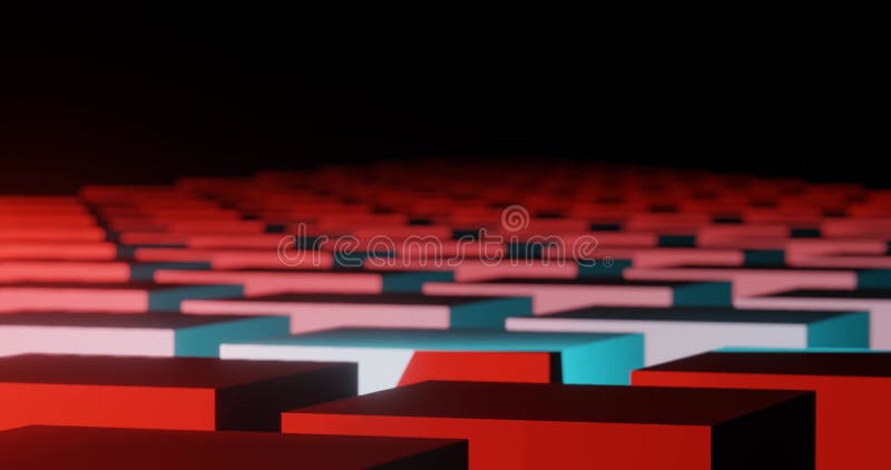 Render with Red Rows of Squares with Blue Light Stock Footage - Video ...