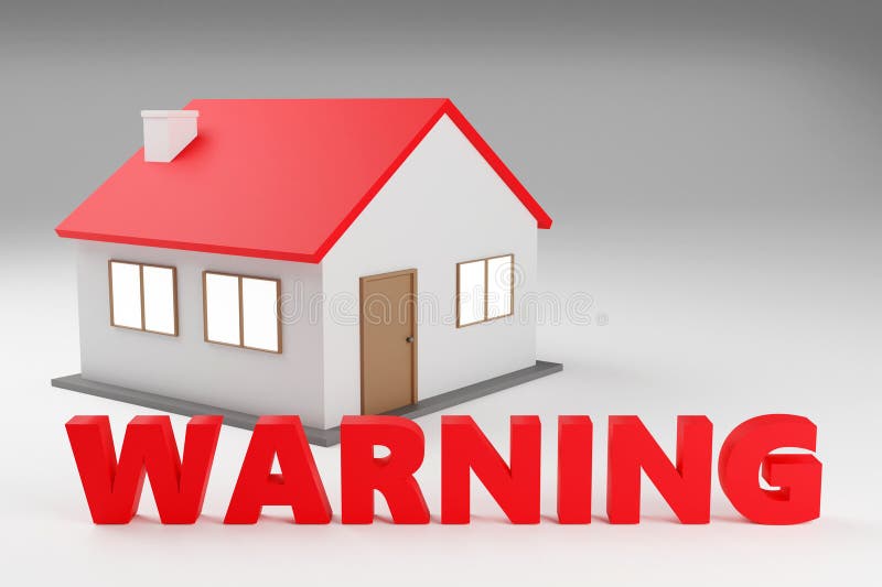 3d Render Red Sign Warning and Grey Background. Simple Minimalism ...