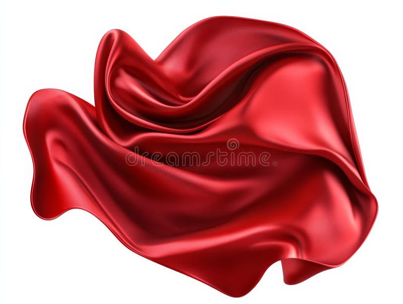 3D Render Red Silk Fabric Drape, Abstract Flowing Texture, Elegant ...