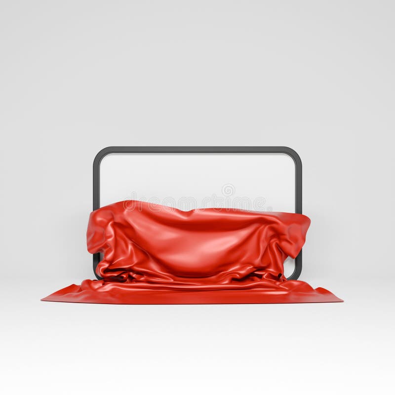 3D Render of Red Silk Fabric Draped Over Product Frame Isolated on ...