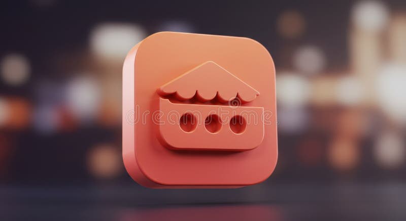 3D Render of Red Square App Icon: Market Symbol Stock Illustration ...