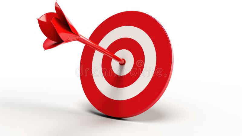 3D Render of a Red Target with a Red Arrow in it Generative AI Stock ...