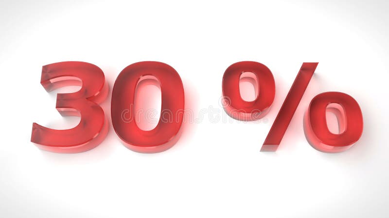 3D Render Red Text 30 Percent Off Stock Illustration - Illustration of ...