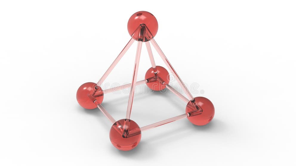 3D Render - Red Transparent Atom Pyramid Stock Illustration ...