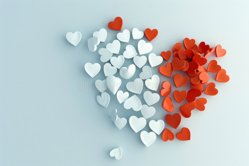 3d Render of Red and White Hearts Forming Two Big Hearts Stock Photo ...