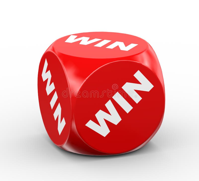 3d render of red win dice stock illustration. Illustration of concept ...