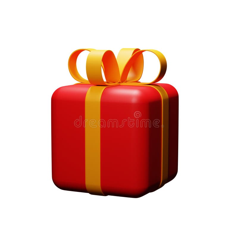 3D Render of Red and Yellow Gift Box Stock Illustration - Illustration ...