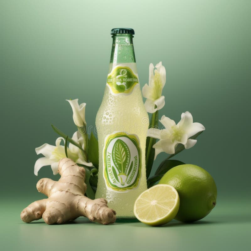 Vibrant 3d Render of Ginger Ale on a Light Background Stock ...