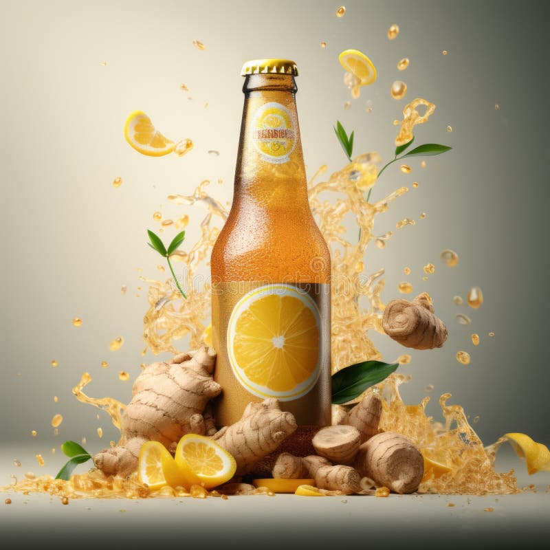 3d Render Ginger Beer on Light Background Stock Illustration ...