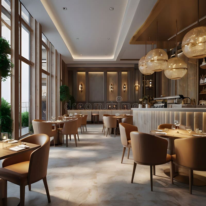 3d Render Render Luxury Restaurant Cafe Stock Image - Image of cafe ...