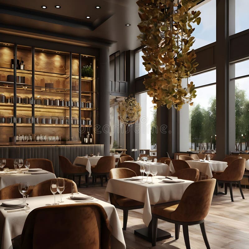 3d Render Render Luxury Restaurant Cafe Stock Image - Image of front ...