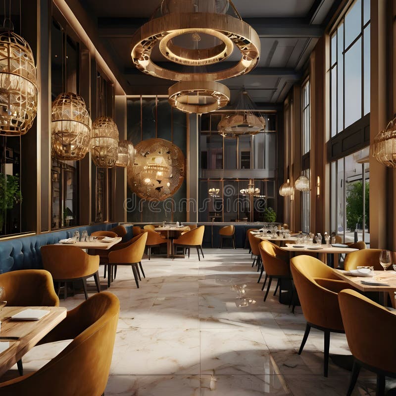3d Render Render Luxury Restaurant Cafe Stock Photo - Image of business ...