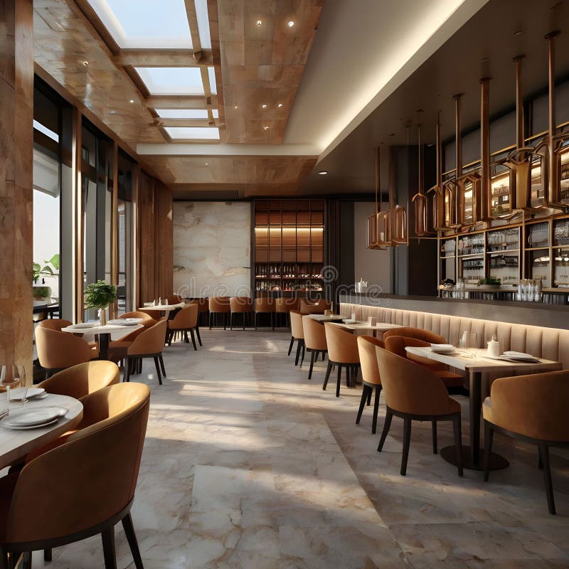 Render Luxury Restaurant Cafe Stock Illustration - Illustration of ...
