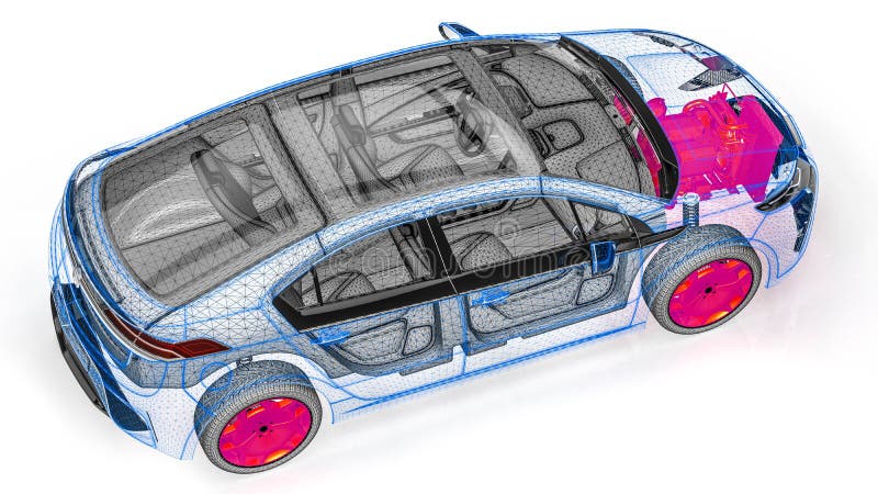 Engine Scan in an Wire Frame Car Stock Illustration - Illustration of ...