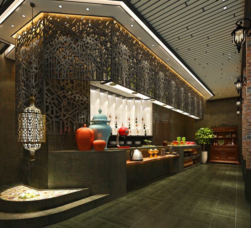 3d render restaurant stock illustration. Illustration of contemporary ...