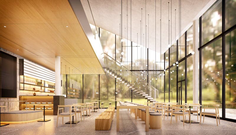 3d Render of Restaurant Bar Counter Stock Illustration - Illustration ...