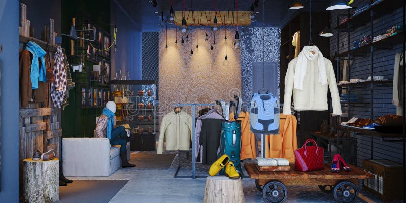 3d render of fashion shop stock illustration. Illustration of card ...