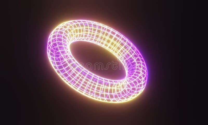 3d Render of Retro Colored Glowing Torus Stock Illustration ...
