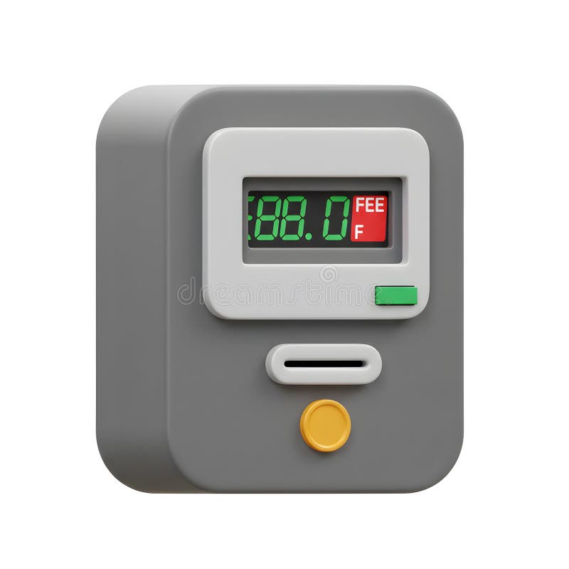 3D Render of a Retro-Style Fee Payment Kiosk Displaying 88.0 Fee ...