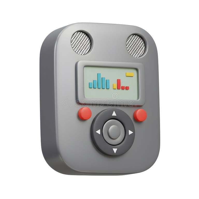 3D Render of a Retro-Style Voice Recorder Device with Digital Display ...