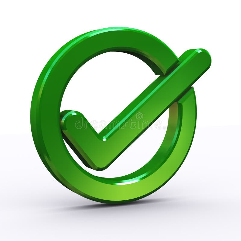 3d Render of Right Check Tick Mark Circle Stock Illustration ...