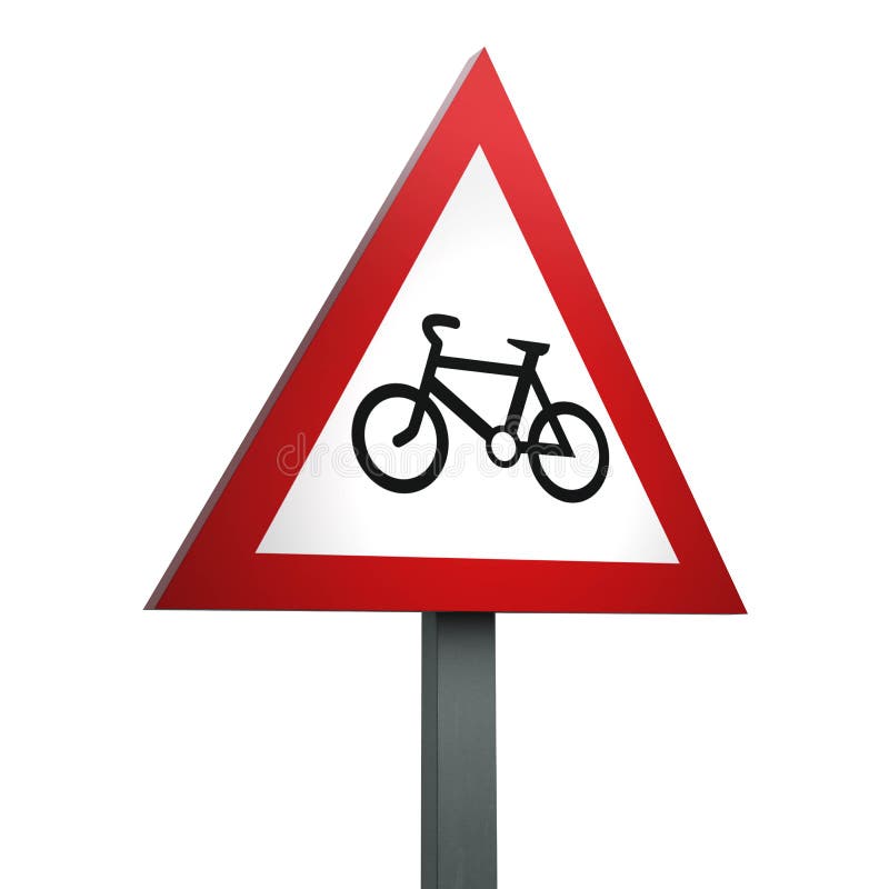 3D Render Road Sign of Cycle Route Ahead Isolated on a White Background ...
