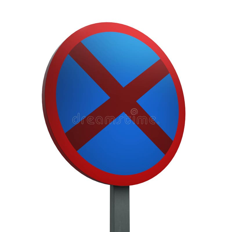 3D Render Road Sign of No Stopping Isolated on a White Background Stock ...