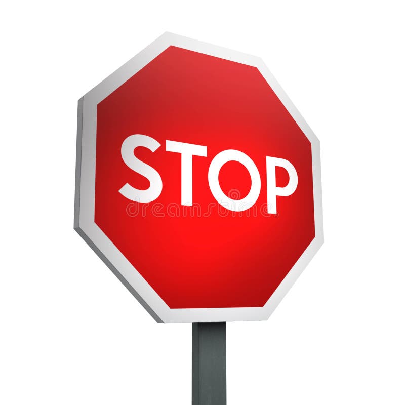 3D Render Road Sign of Stop Isolated on a White Background Stock ...