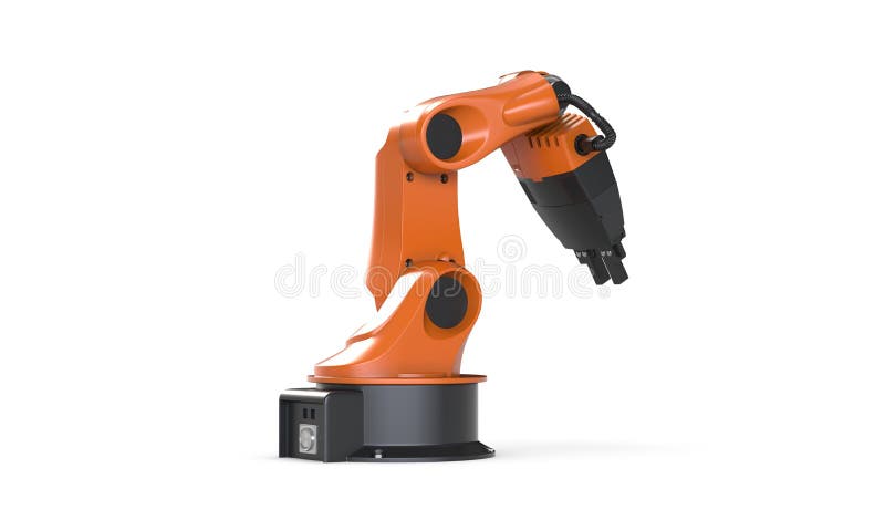 3D Render of Robot Arm Isolated on White Stock Illustration ...