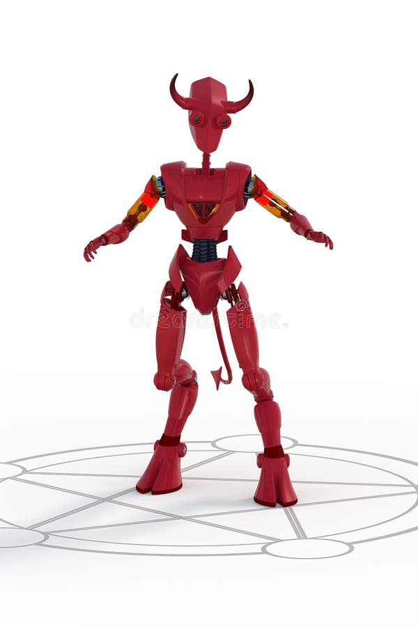 3D Render of Robot on Grassy Hill Stock Illustration - Illustration of ...