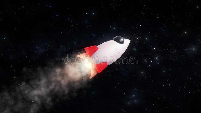 3D Render Rocket Jet Fly and Big Blue Earth Planet Background on Galaxy ...